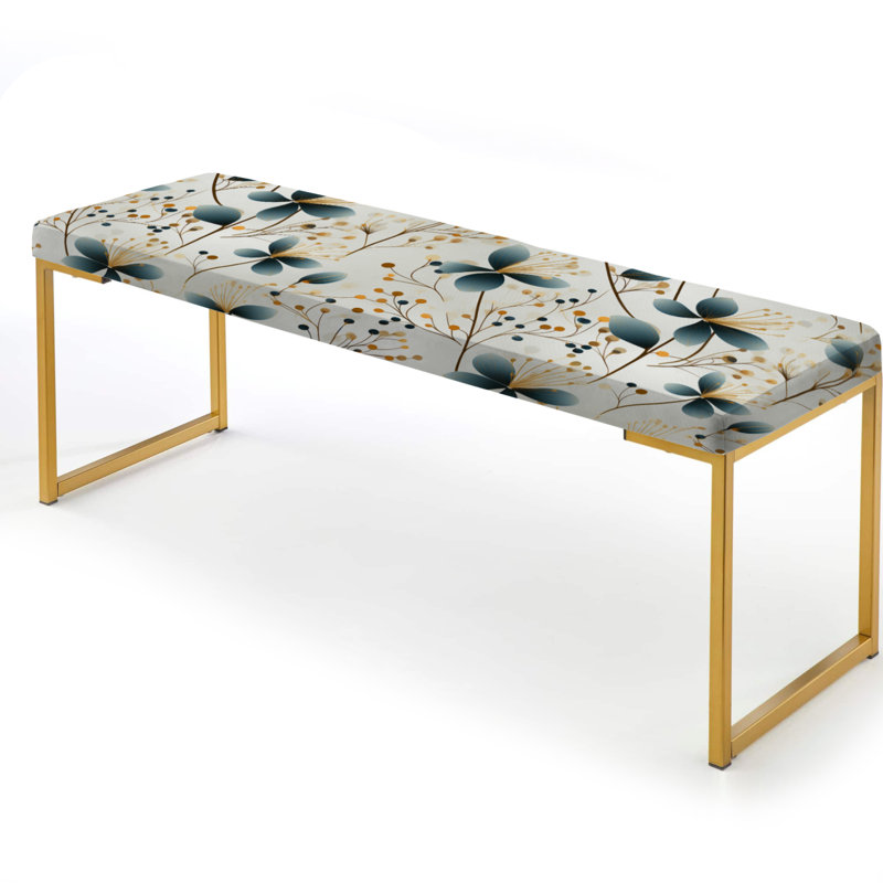 East Urban Home Damal - Plants Upholstered Gold Bench | Wayfair
