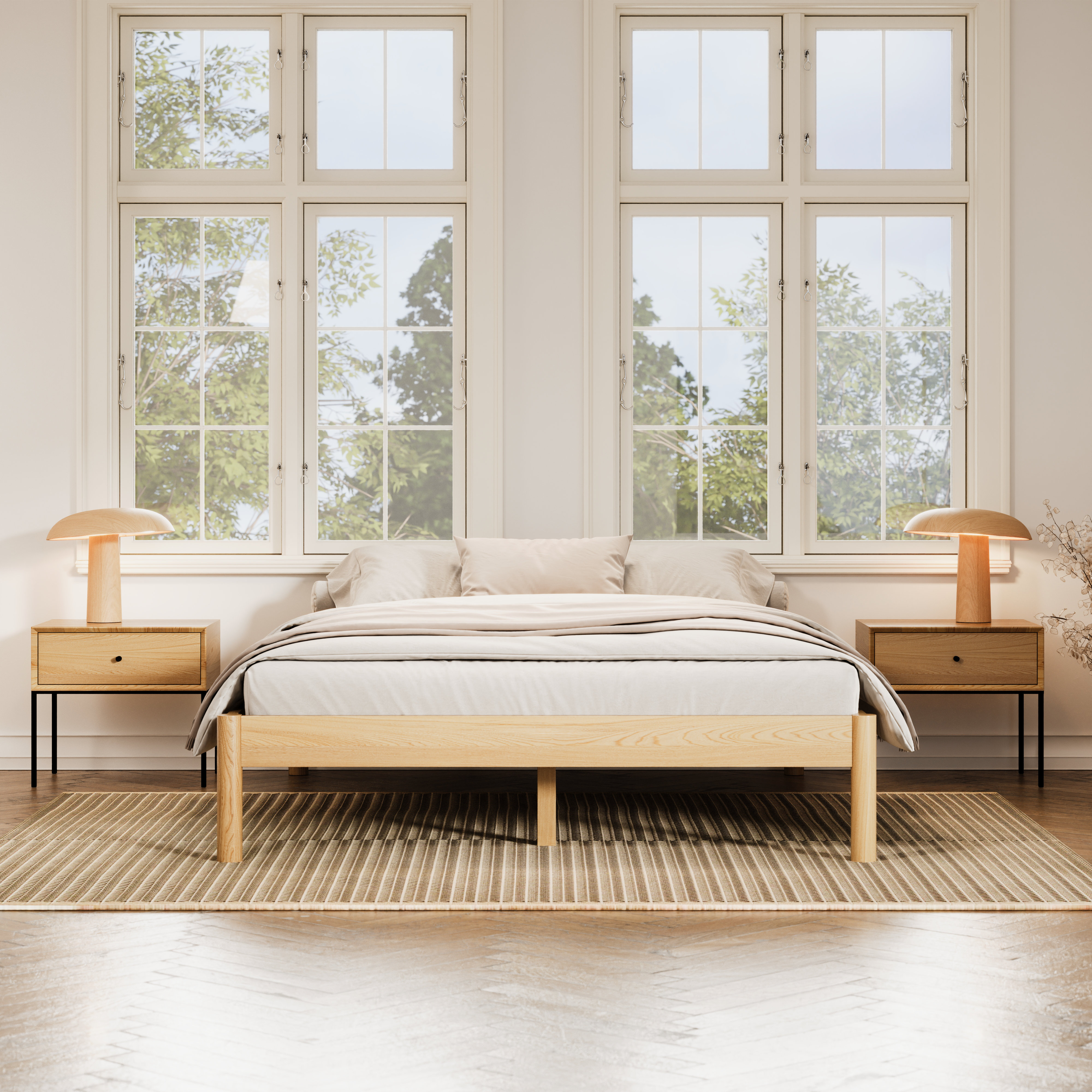 George Oliver Aero Solid Wood Queen Bed | Wayfair