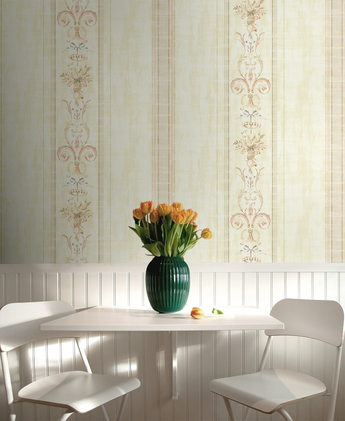 Seabrook Designs Metallic Ivory & Blue Smoke Birds & Bows Unpasted ...