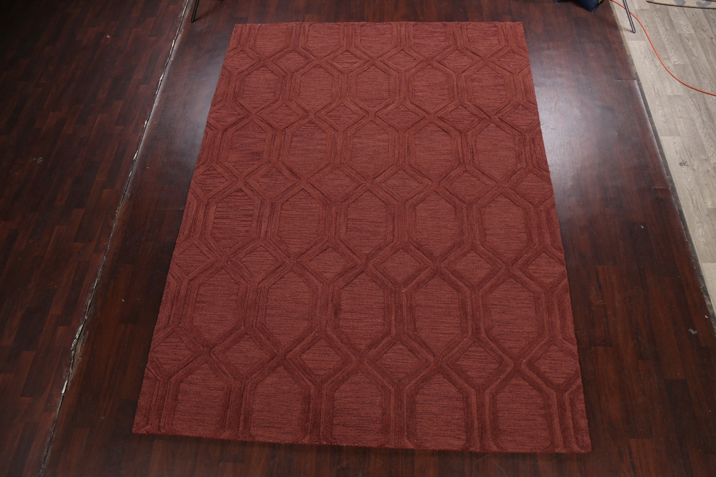 Hokku Designs Franklintown Geometric Handmade Tufted Wool Red Area Rug ...