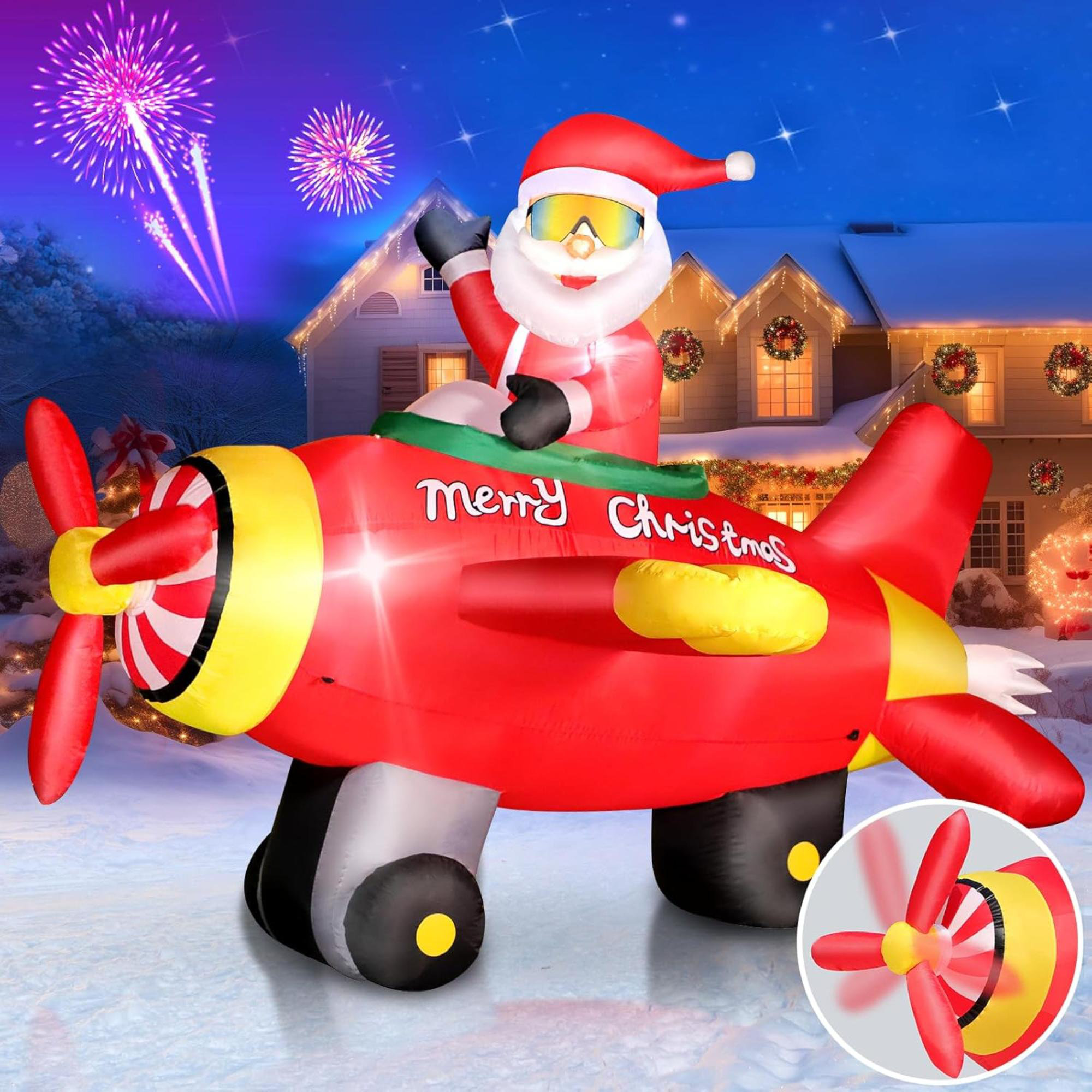 Animated Christmas Inflatables Outdoor Bonus Bluetooth Speaker! 7FT H