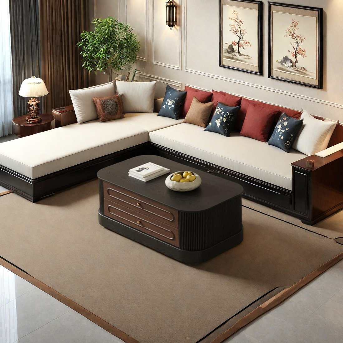 Hokku Designs Solid Red Oak Coffee Table with Storage Drawers | Wayfair