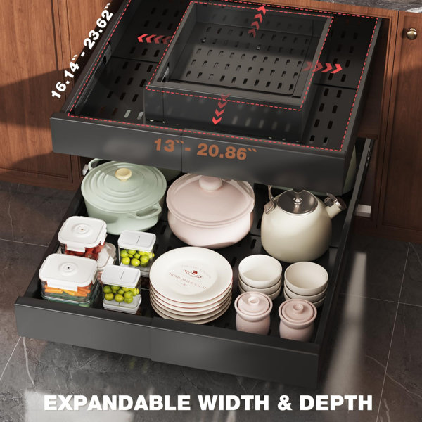 Rebrilliant 2 Pack Pull Out Cabinet Organizer Expandable Width(13"-21 ...