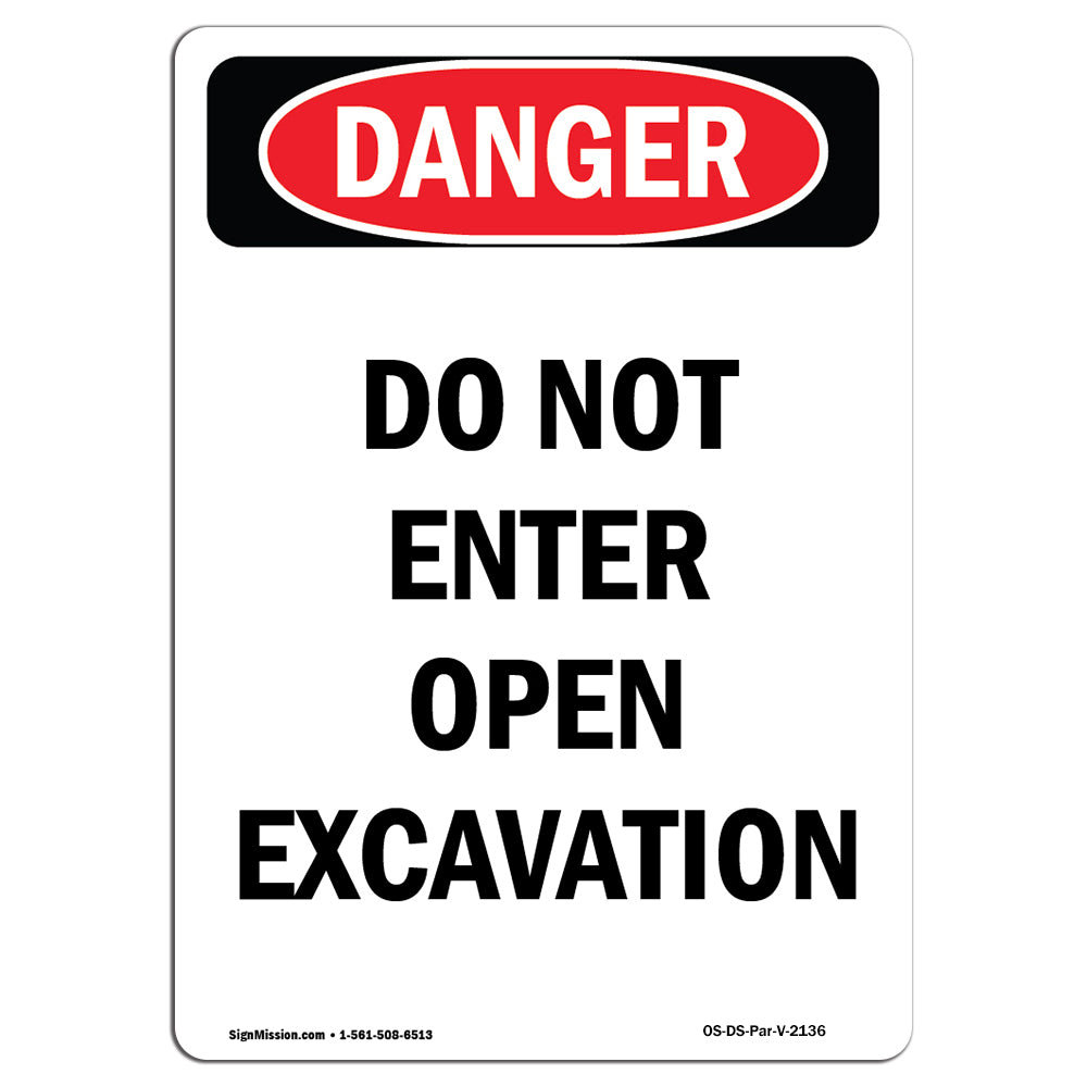 SignMission Do Not Enter Open Excavation | Heavy Duty Sign or Label ...