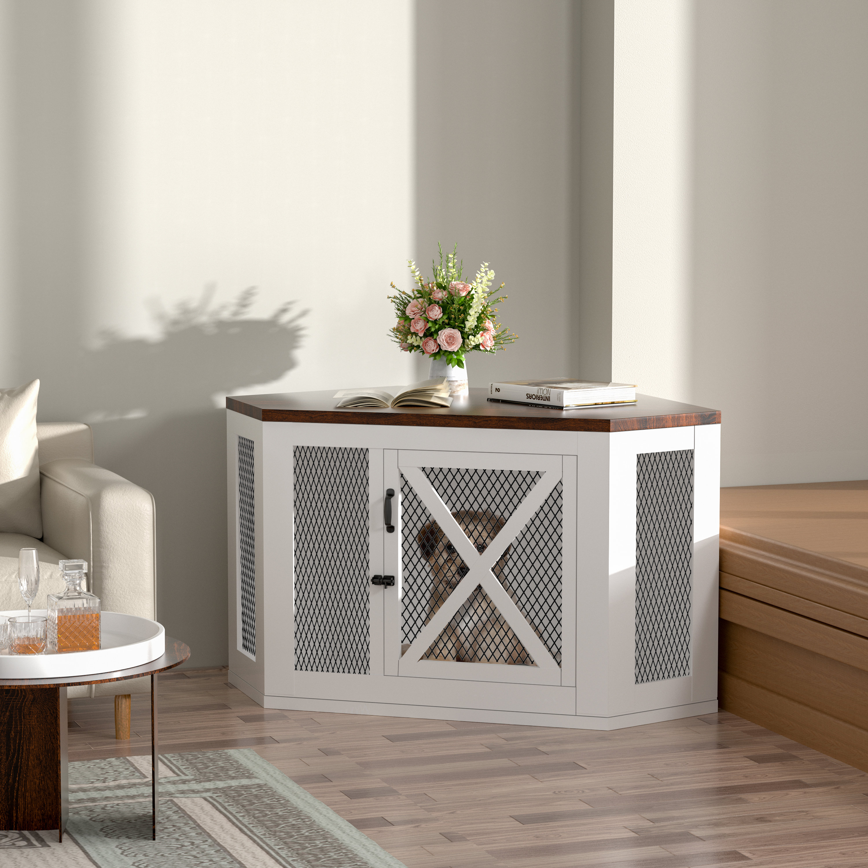 Archie & Oscar™ Folkeste Wood Corner Pet Crate & Reviews | Wayfair