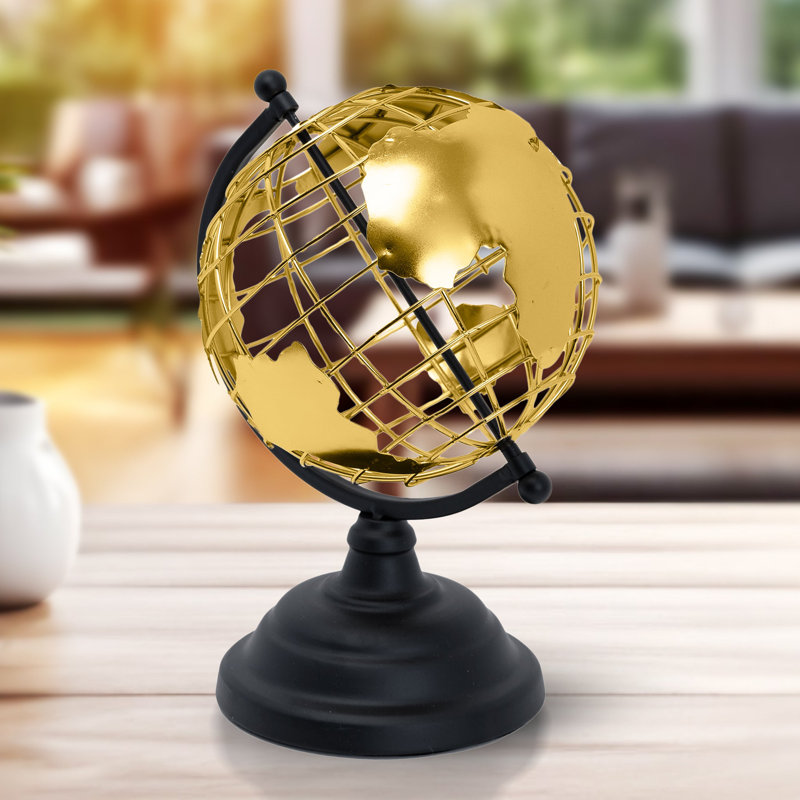 Breakwater Bay Black & Gold Metal Globe - Elegant Desk & Shelf Decor ...