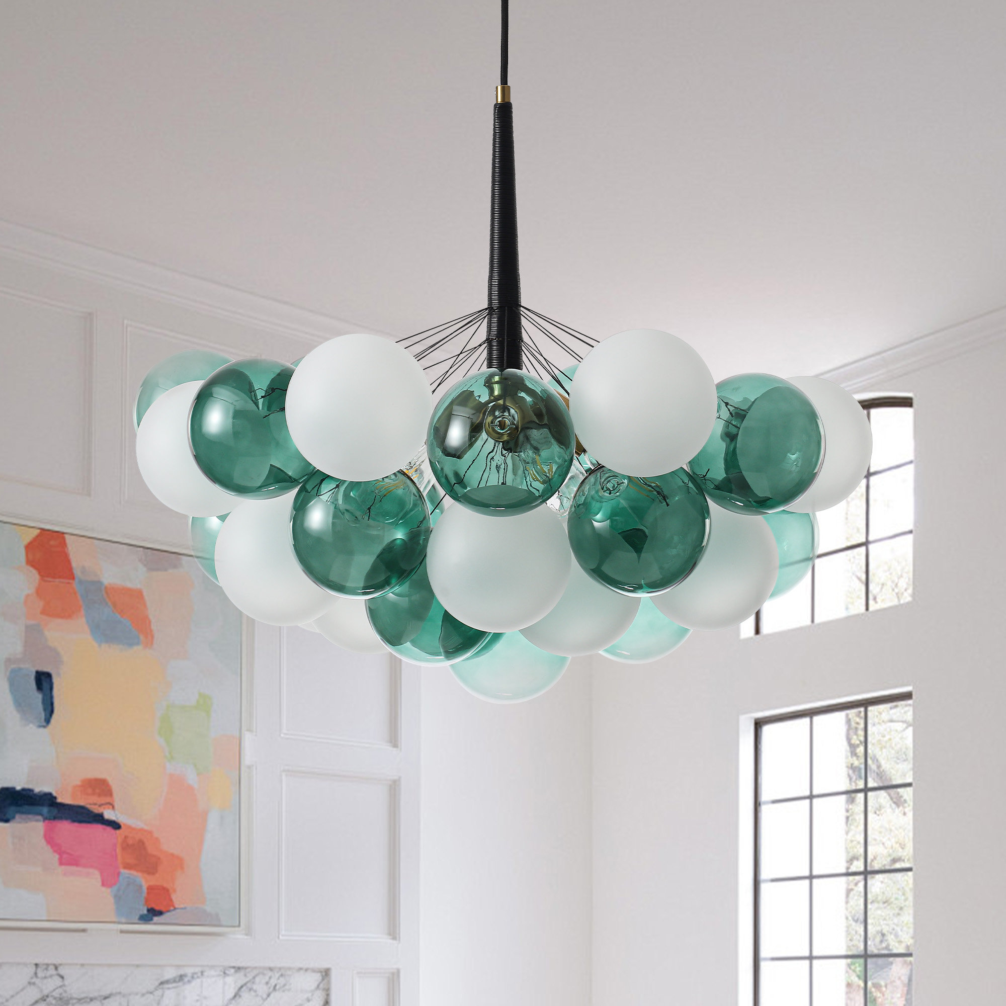 George Oliver Modern 5 - Light Cluster Glass Bubbles Chandelier | Wayfair