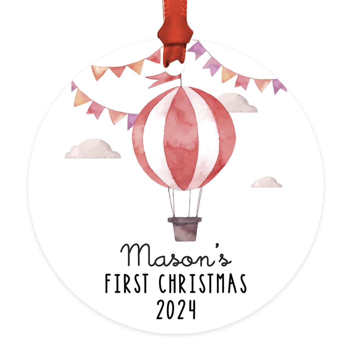 The Holiday Aisle® Custom Baby's First Christmas Ornament 20XX Striped ...