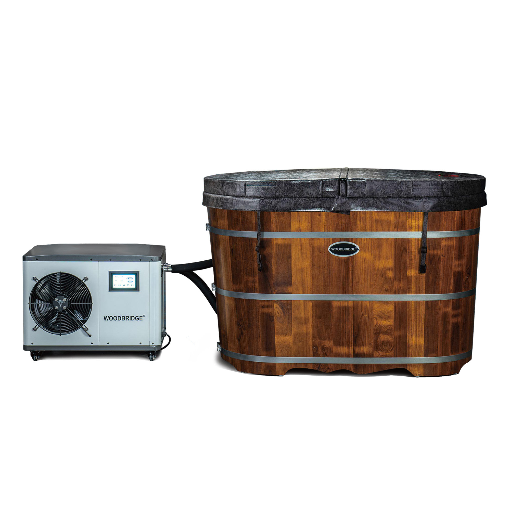 WoodBridge 54" Rubber Wood Indoor Cold Plunge Tub with 1.3 HP High ...