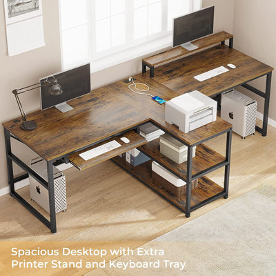 Inbox Zero Double Computer Desk & Reviews | Wayfair