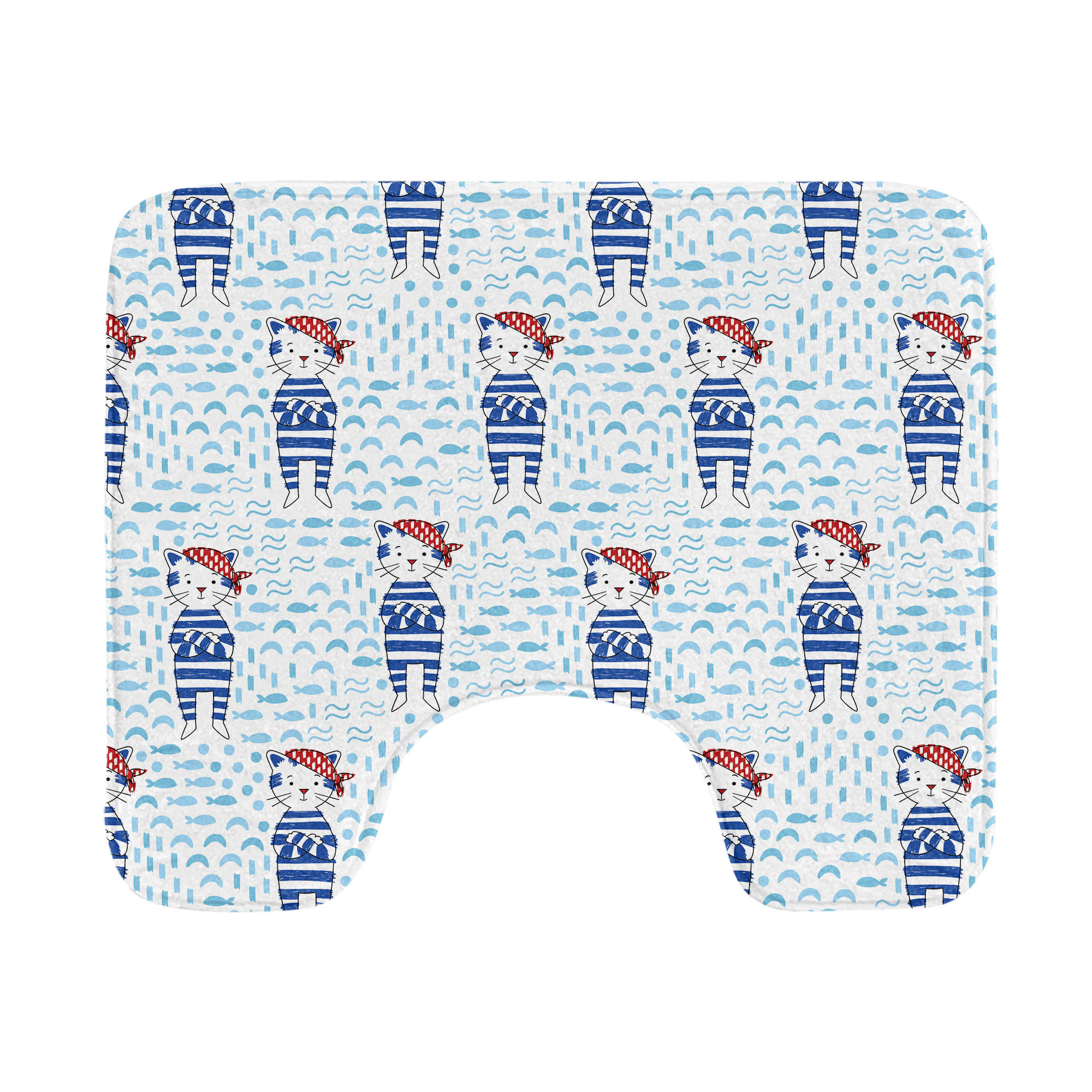 East Urban Home Pirates Toilet Mat U-Shape Bathroom Rug 20" Blue White ...