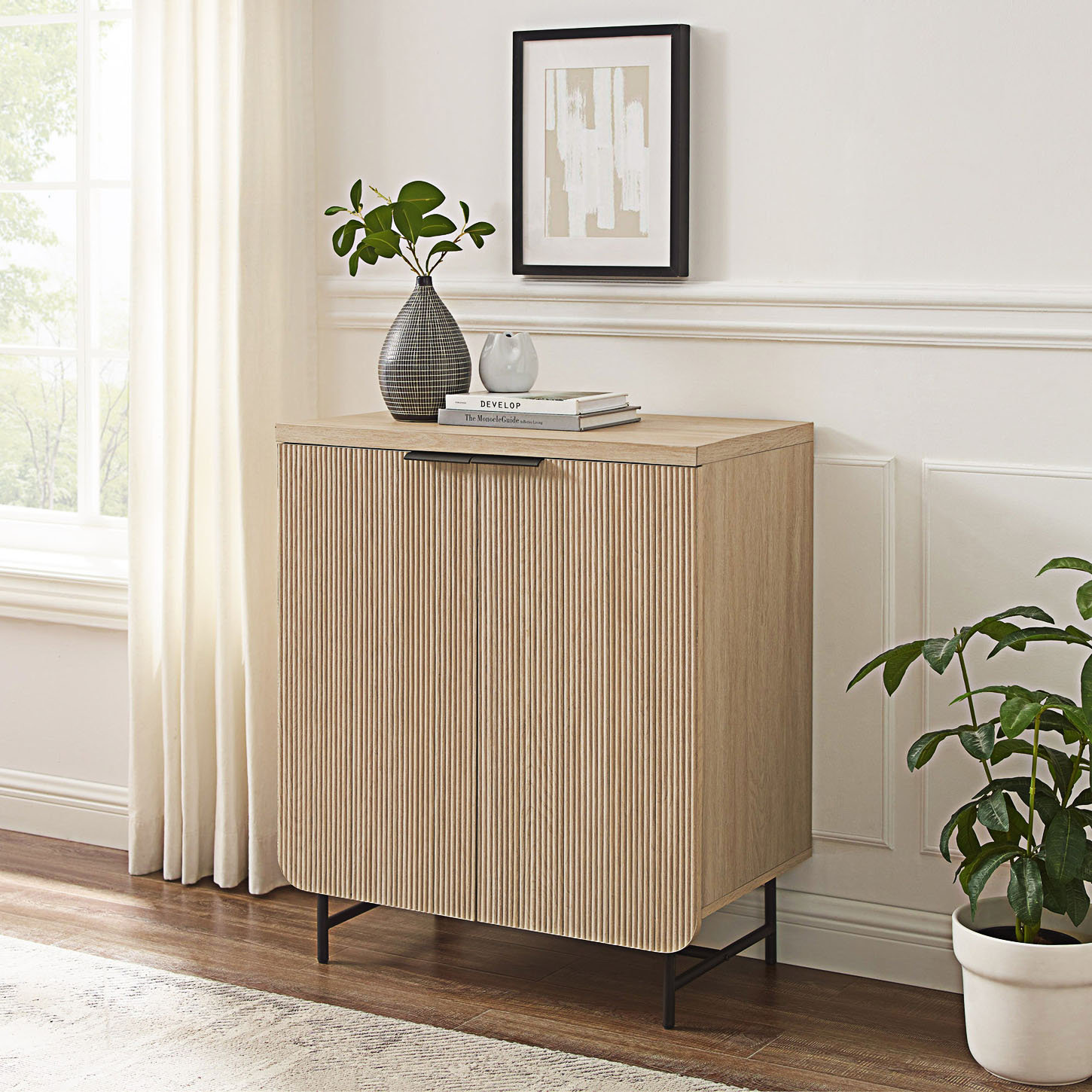 Latitude Run® Modern Fluted-Door Storage Console Cabinet, Entryway ...
