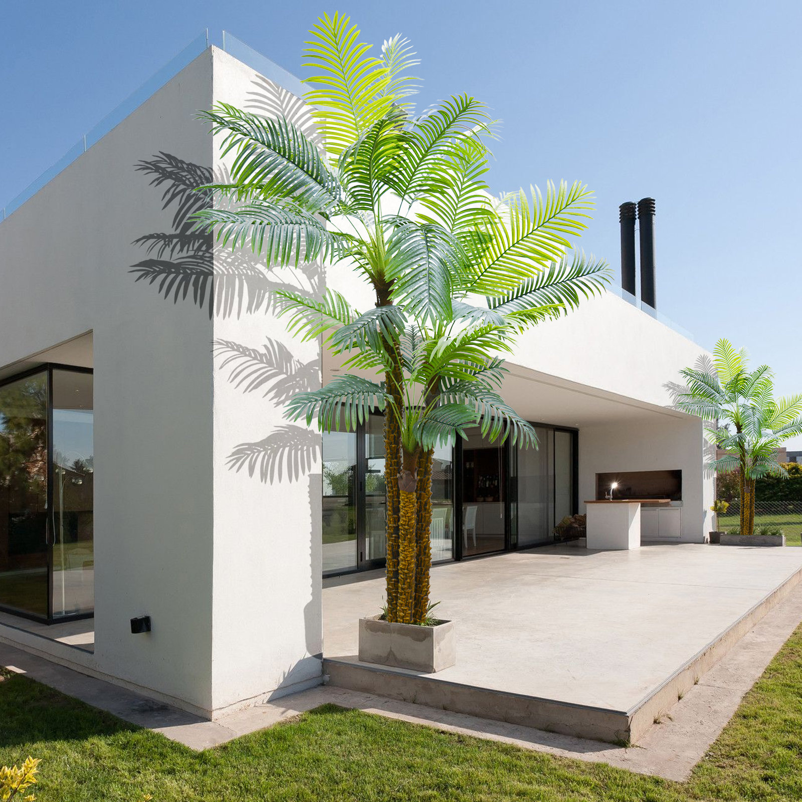 Primrue Artificial Palm Tree For Outdoors Triple Tropical Phoenix Palm ...