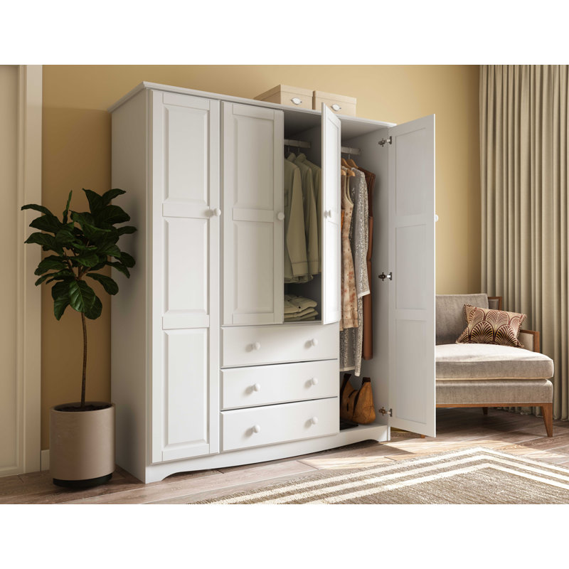 Winston Porter Musman Family 100% Solid Wood 4-door Wardrobe Armoire ...