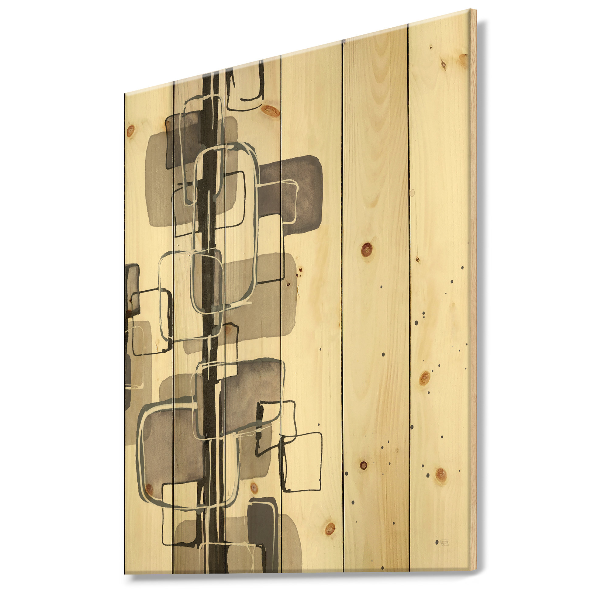 East Urban Home Glam Dancing shape IV - Modern Print on Natural Pine ...