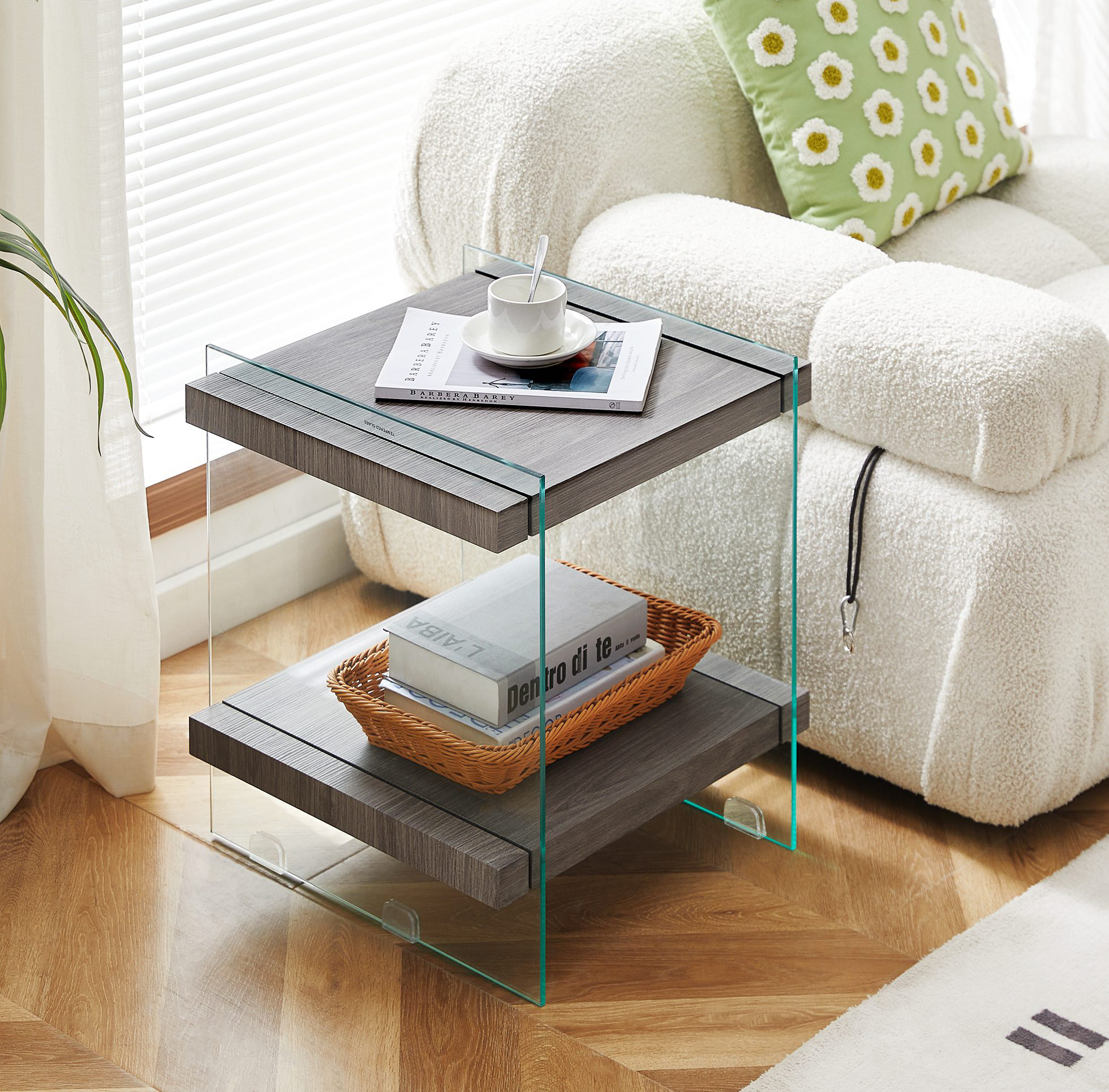 Latitude Run® Center table Low Table Solid Wood Top Coffee table, glass ...