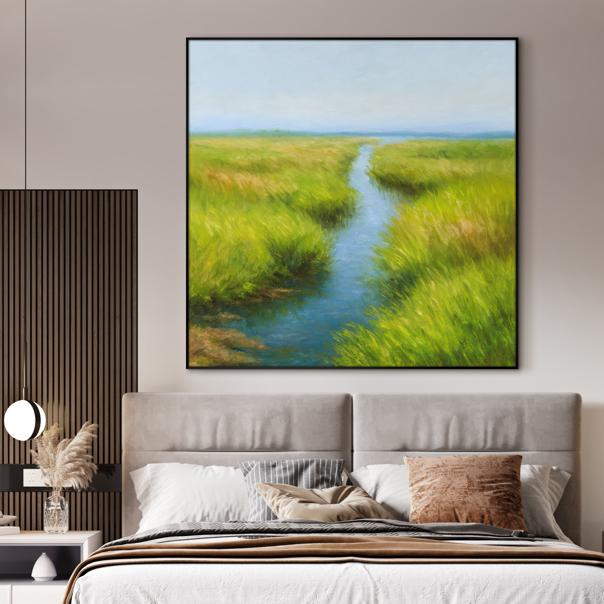 SIGNLEADER Extra Large Serene Landscape Art – Marsh and Waterway Soft ...