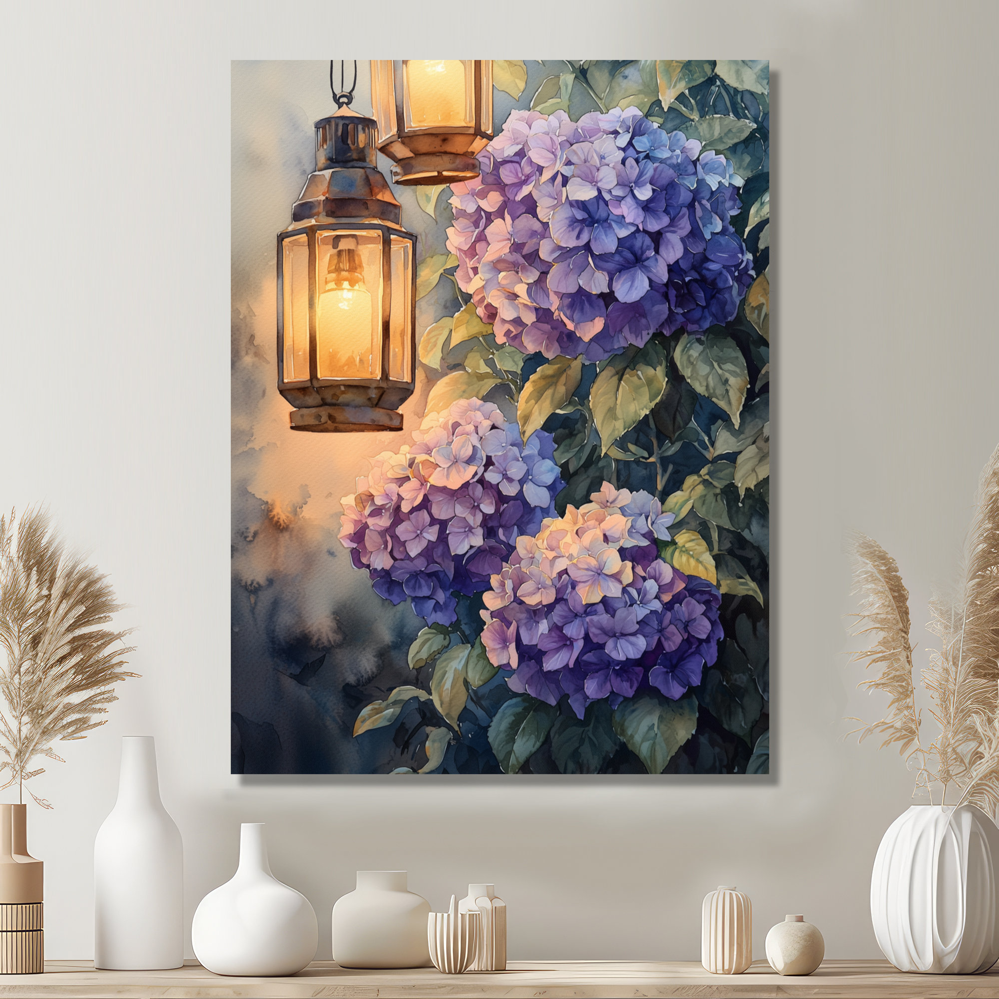 Lark Manor™ Hydrangeas In Boho Lantern Light - Hydrangea Metal Wall Art ...