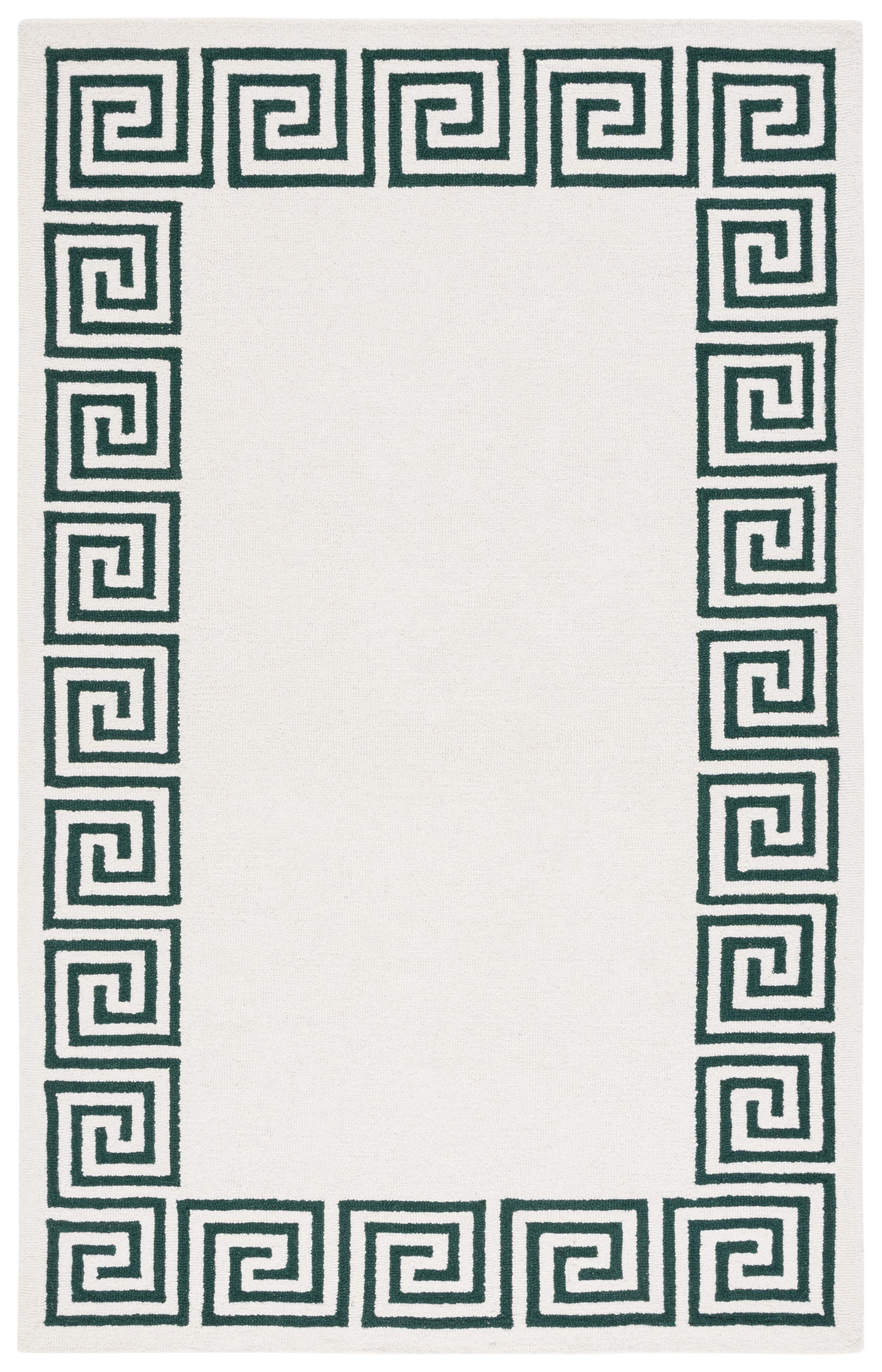 Mercer41 Diljana Hand Tufted 80% Wool And 20% Cotton Greek Key Border ...