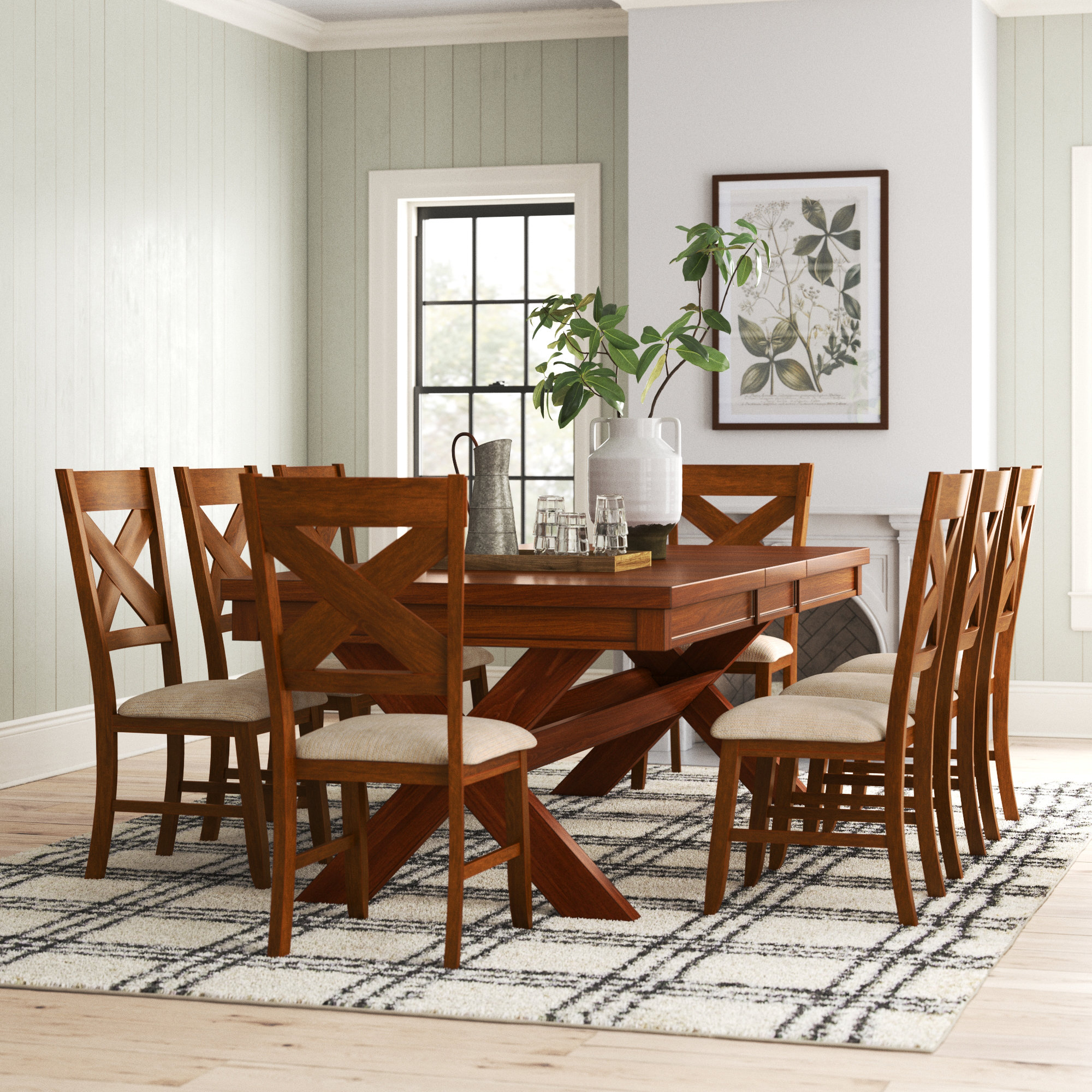 Laurel Foundry Modern Farmhouse Veliz Wood 9-Piece Dining Set ...