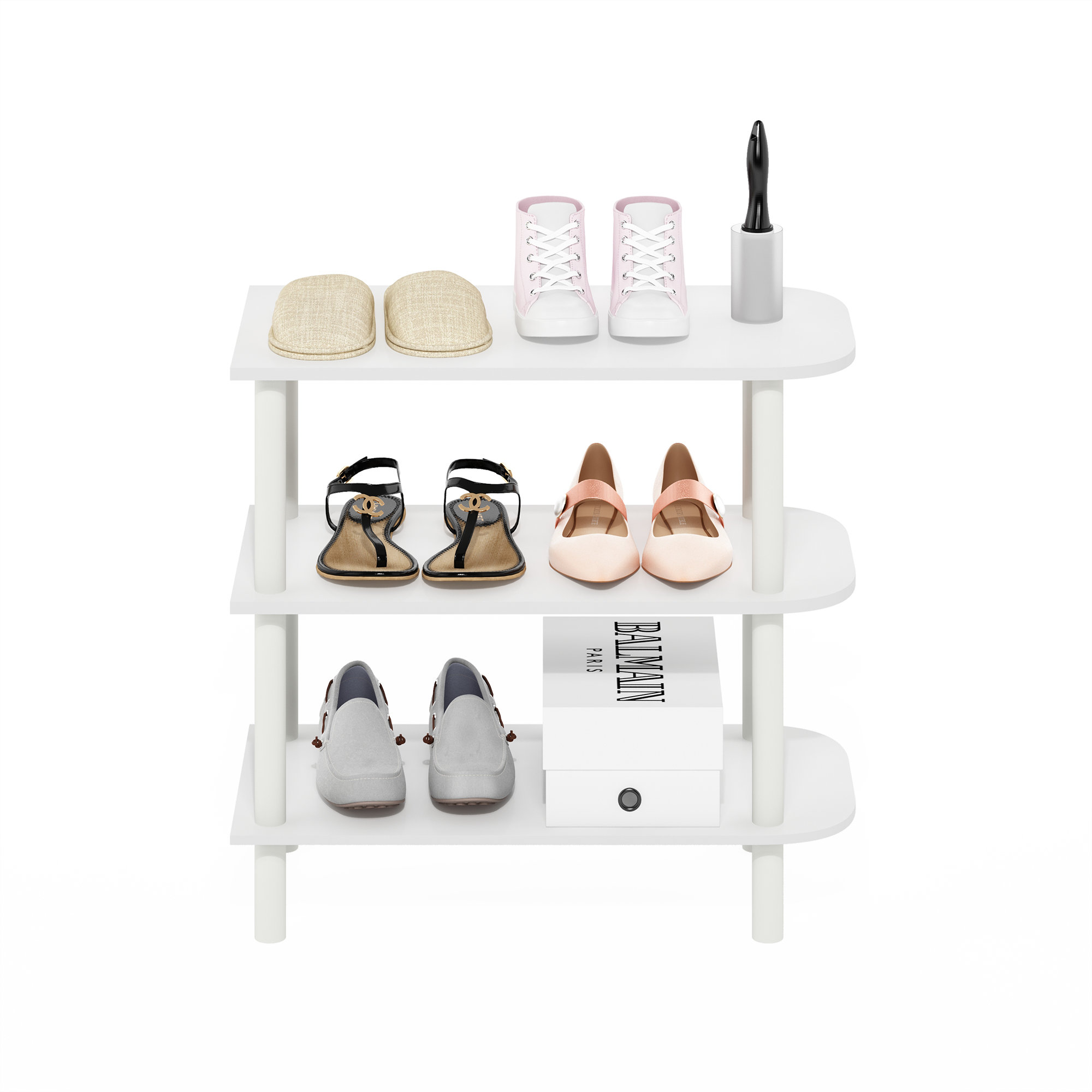 Ebern Designs Creekside 23-Inch 3-Tier Curved Freestanding Shoe Rack ...