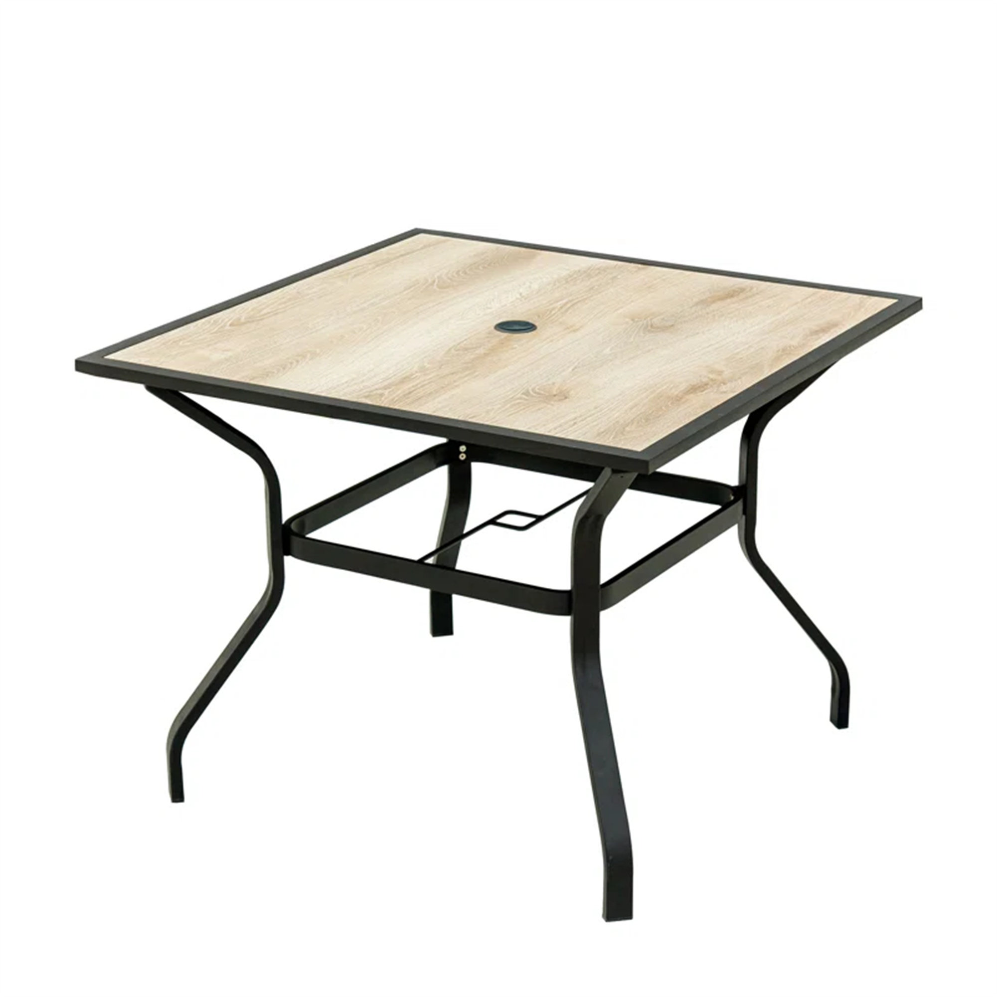 Winston Porter Rayan Patio Metal Dining Table with Faux Wood-Look Top ...
