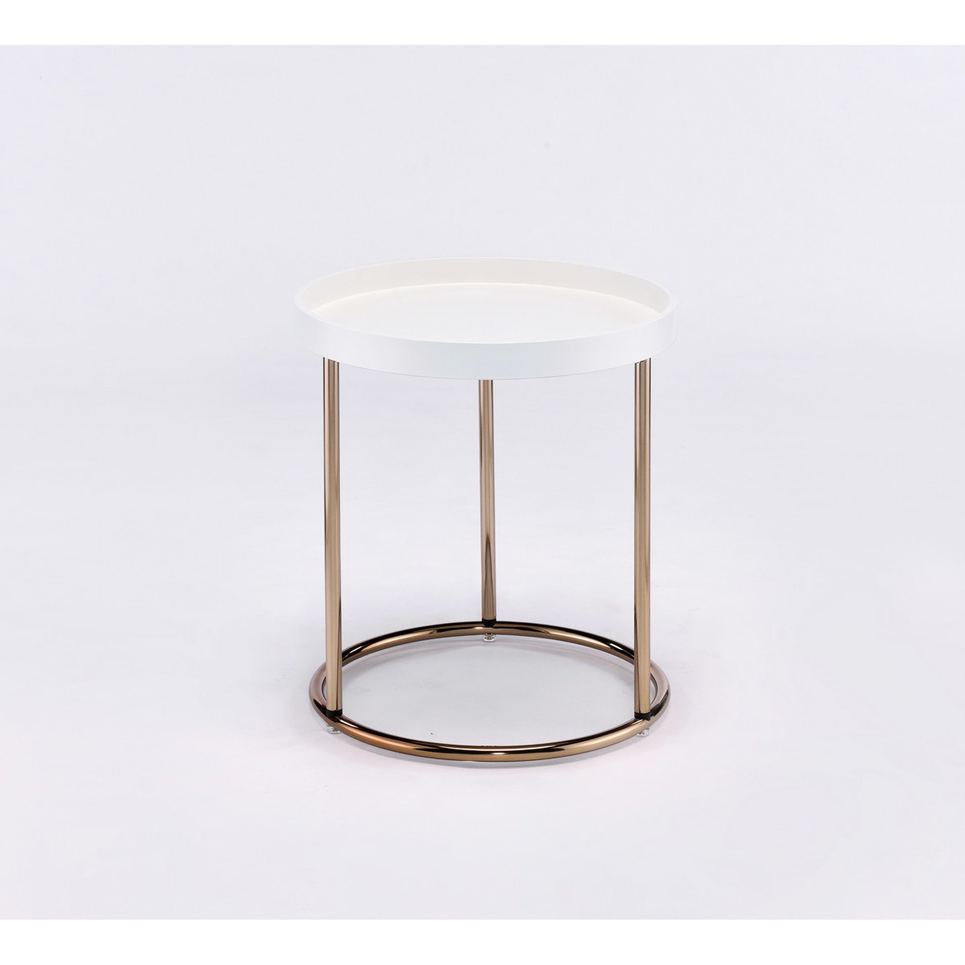 George Oliver Mid-Century White Side Table With Copper Legs And Acrylic ...