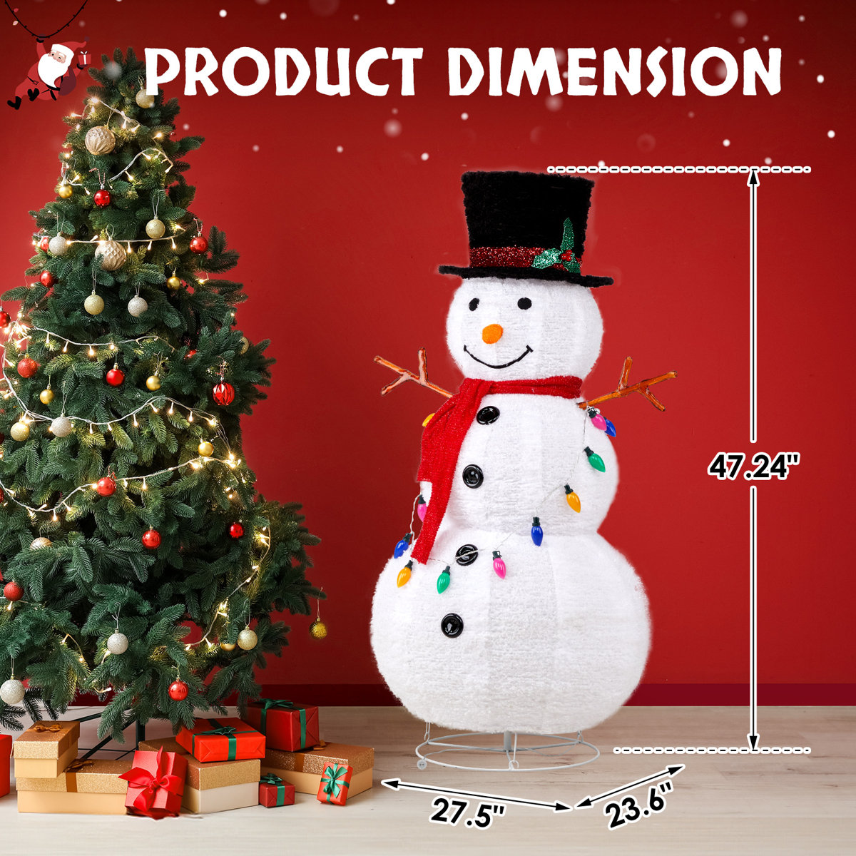 The Holiday Aisle® Outdoor 4ft Lighted Snowman Christmas Decoration ...