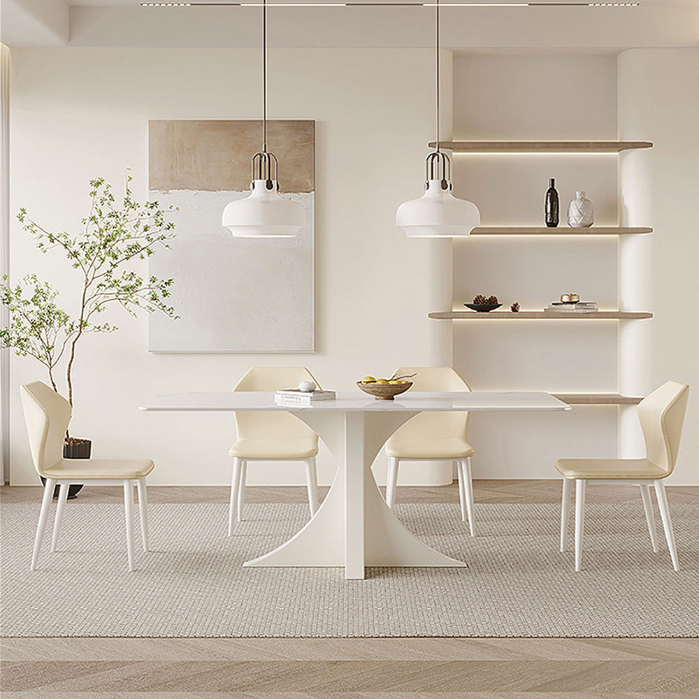 Open Edge Sports 6 - Person Sintered Stone + Steel Dining Table Set ...