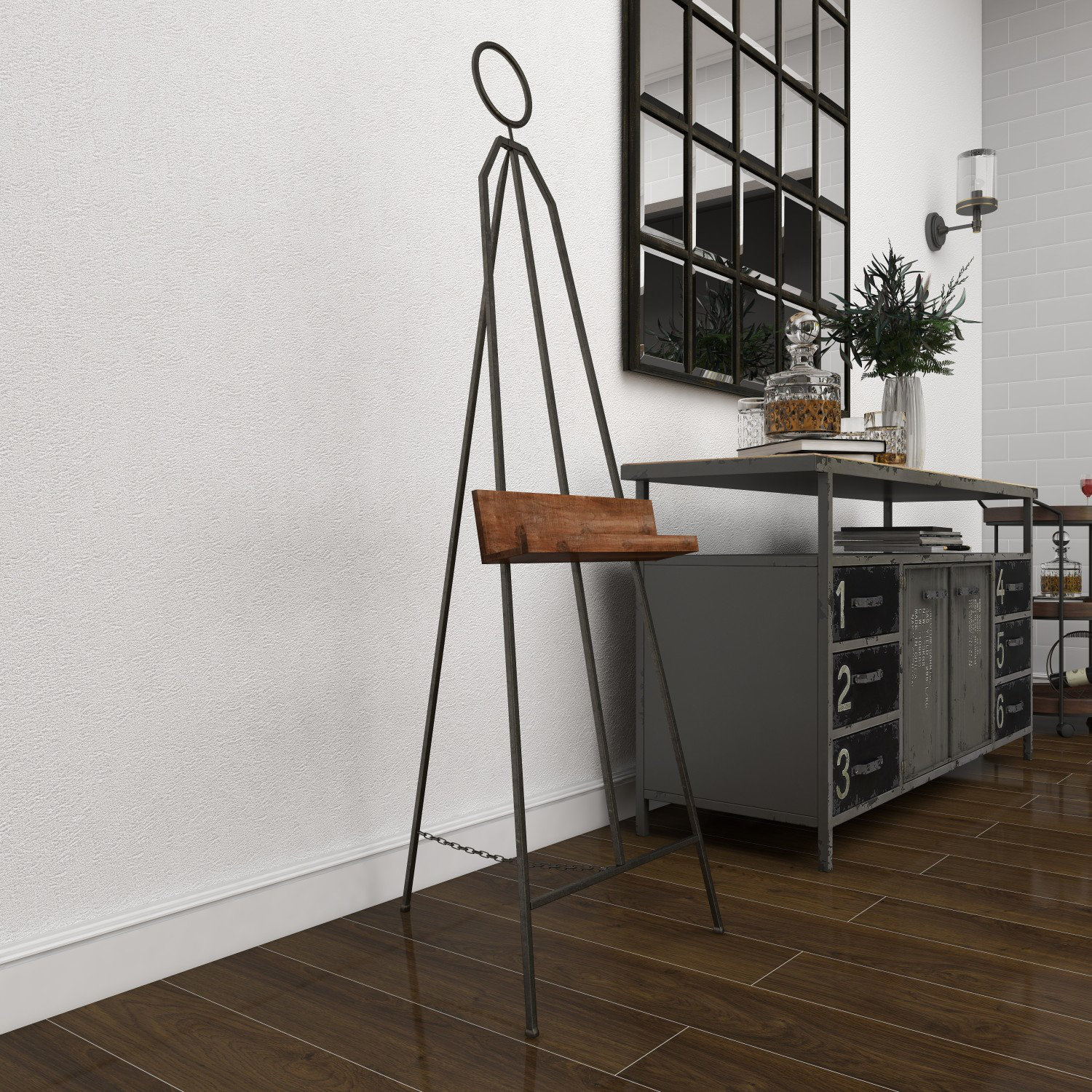 17 Stories Golnar Black Metal Large Free Standing Adjustable Display ...