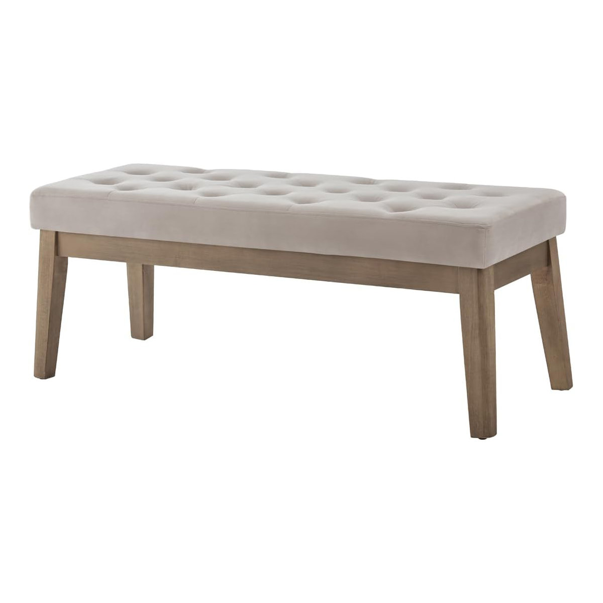 Red Barrel Studio Linen Upholstered Tufted Bench with Solid Wood Leg ...
