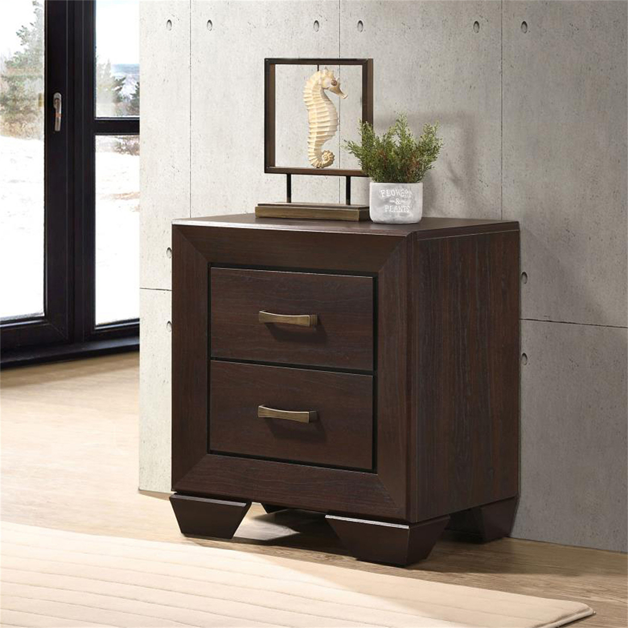 Red Barrel Studio MDF Nightstand With 2 Drawers In Dark Cocoa Finish ...