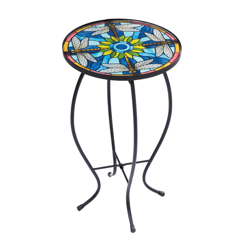 Lark Manor™ Olen Tiffany Dragonfly Glass Indoor/Outdoor Side Table ...