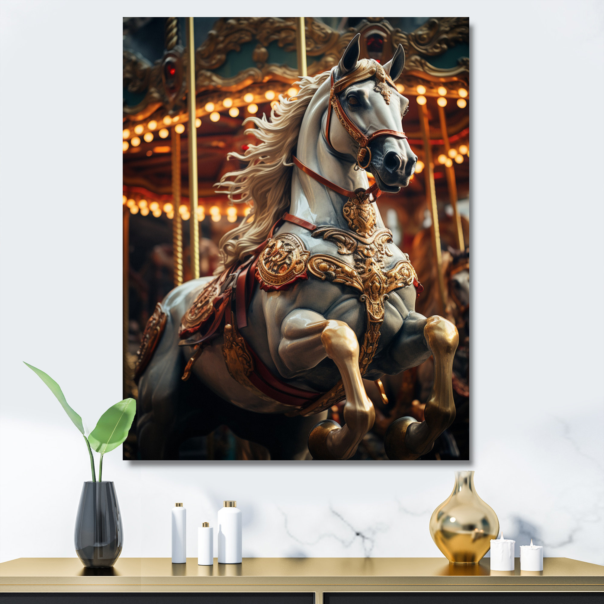 Red Barrel Studio® Xanda Carousel Carousel Carousel Framed On Canvas ...