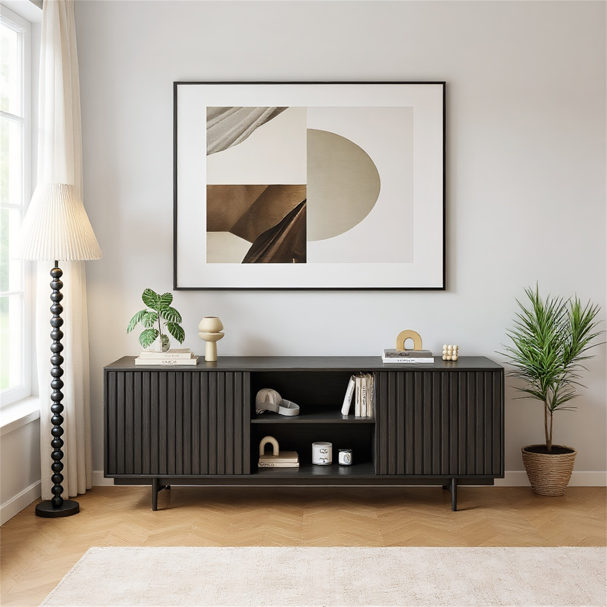 George Oliver TV Cabinet (For TV Up To 75''), With Storage Shelves ...