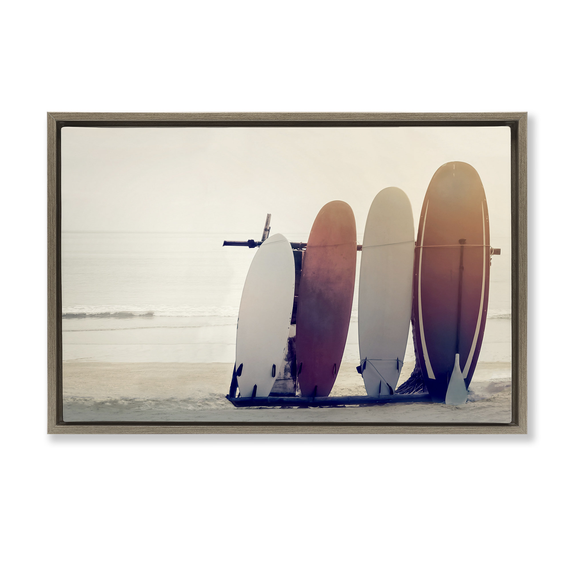 Dovecove Beach Surfboards Leaning Framed Floater Canvas by Mike ...