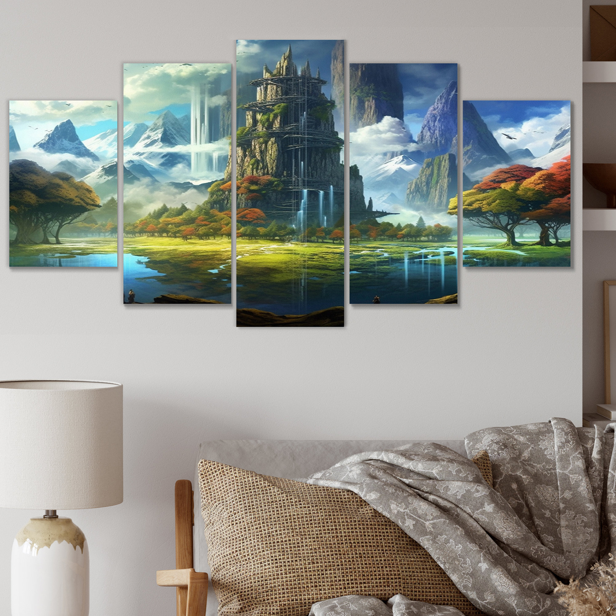 Design Art Fairytale Castle III - Castles Canvas Print - 5 Panels | Wayfair