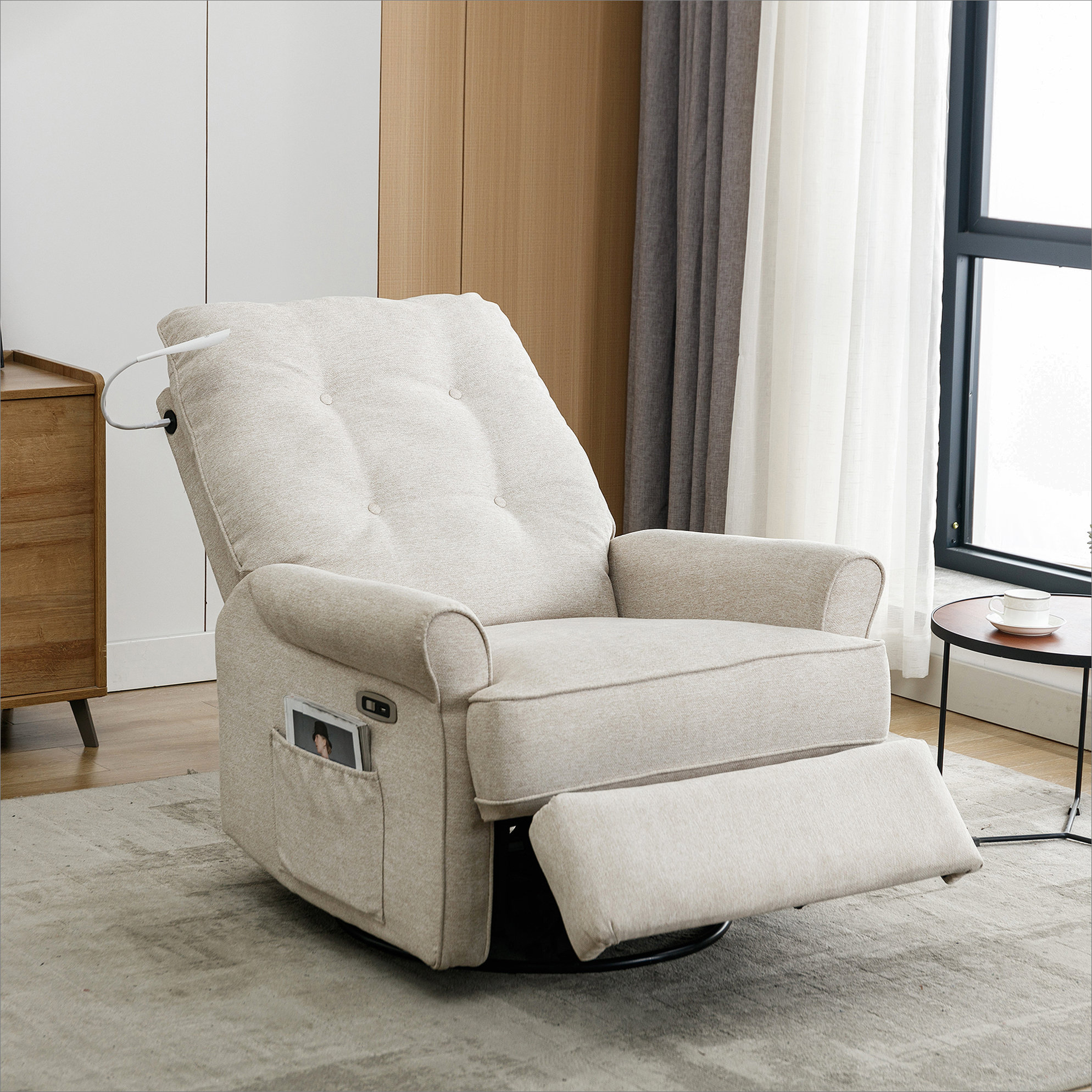 Latitude Run® Power Lift Recliner Chair 270 Degree Swivel Recliner ...