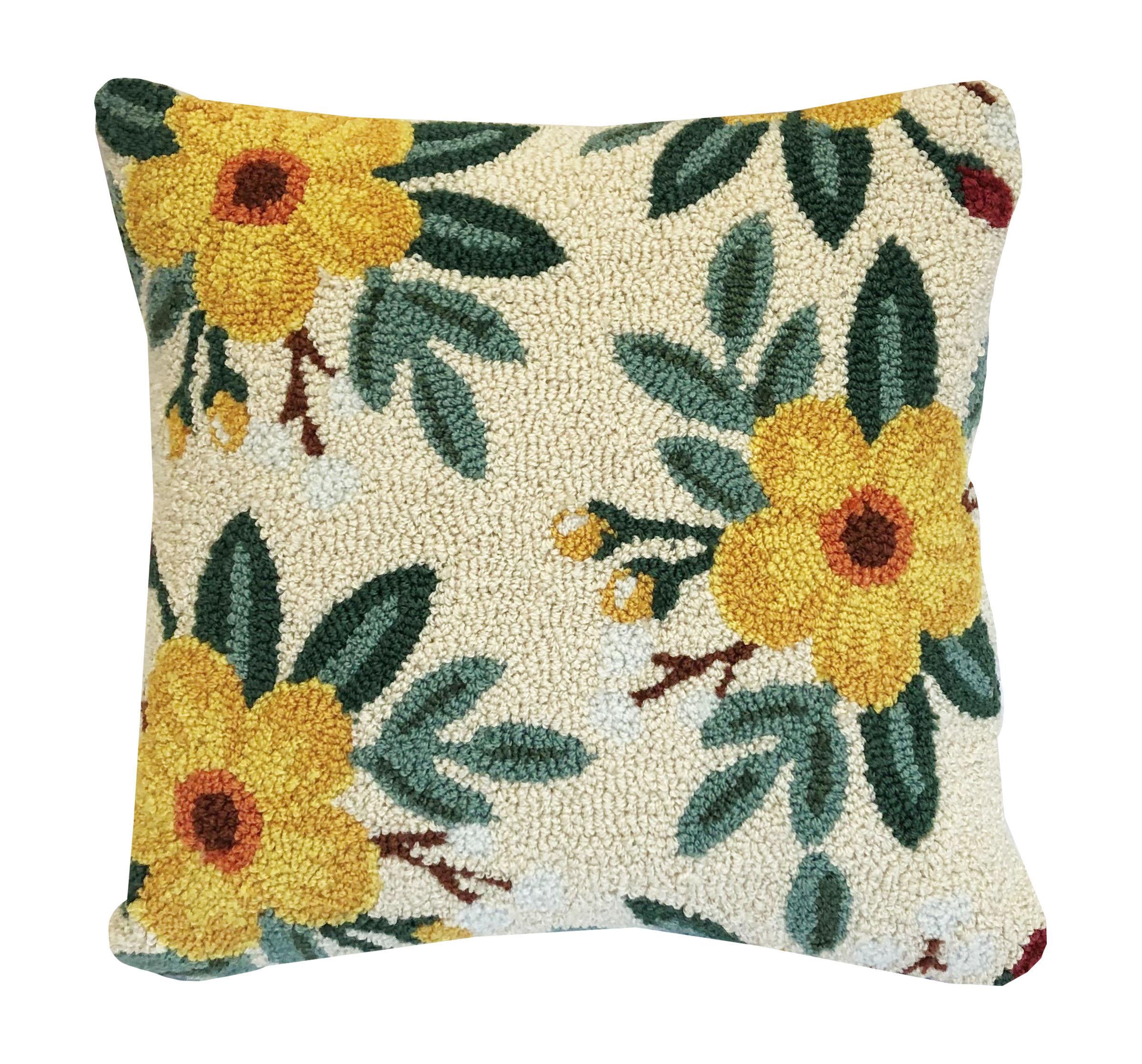 The Rug Market Harper Floral Cream Pillow | Wayfair
