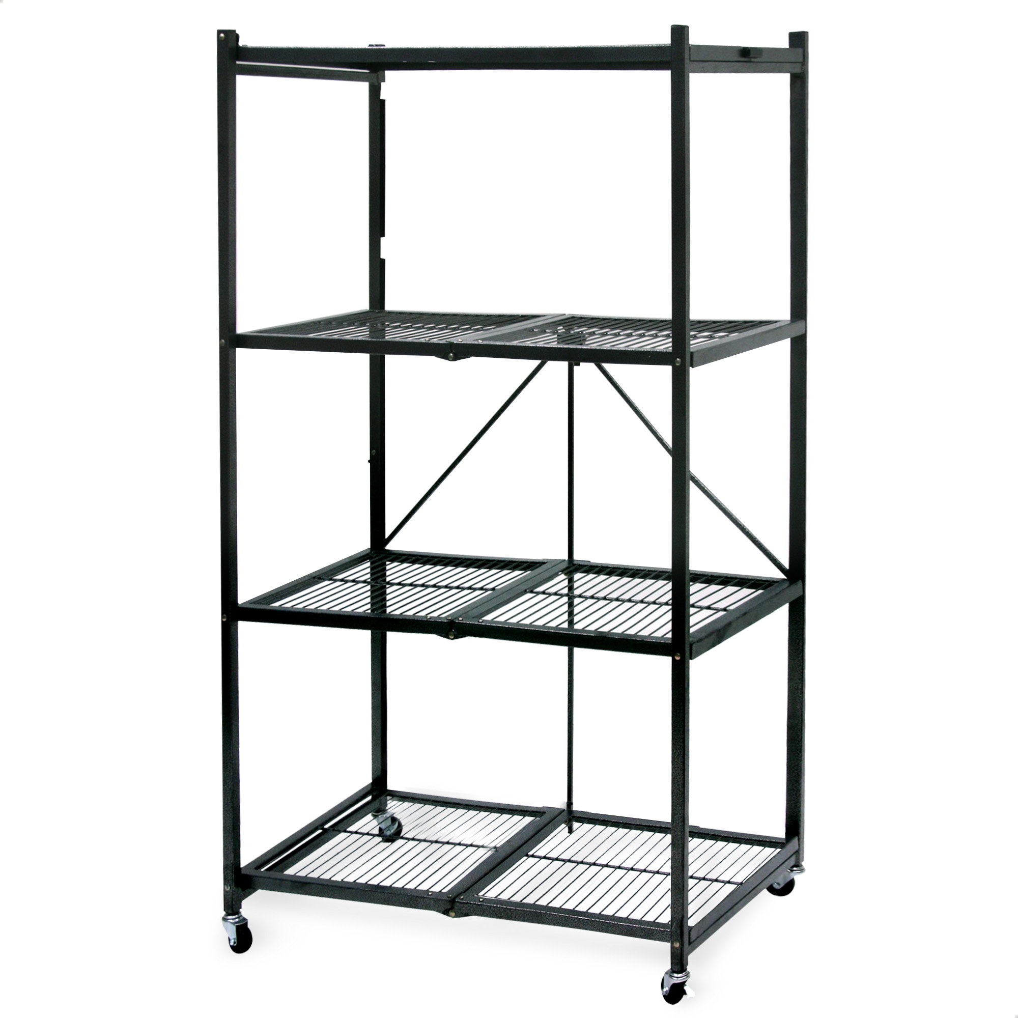 Origami 4 Tier Multipurpose Folding Storage Organizing Rack with Wheels ...