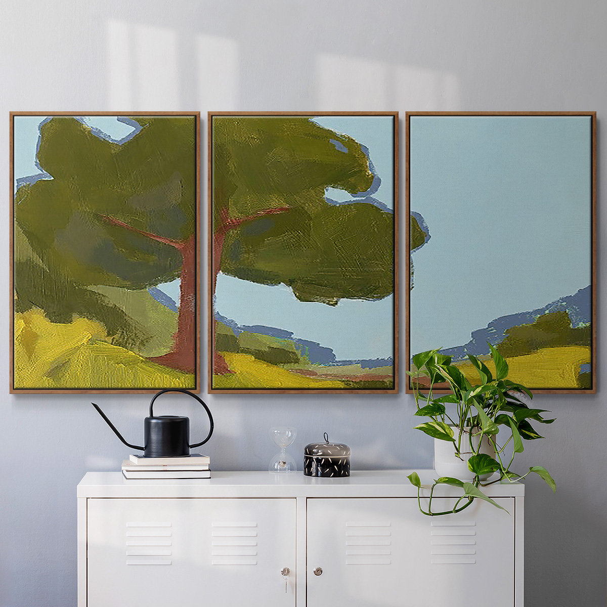 Winston Porter Bright Park II Framed On Canvas 3 Pieces Print | Wayfair