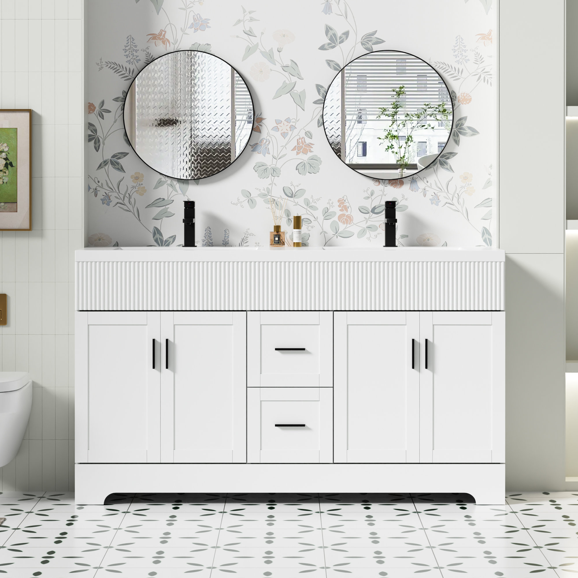 Wade Logan® Breonica Shavon 60" Double Sink Bathroom Vanity With Resin ...