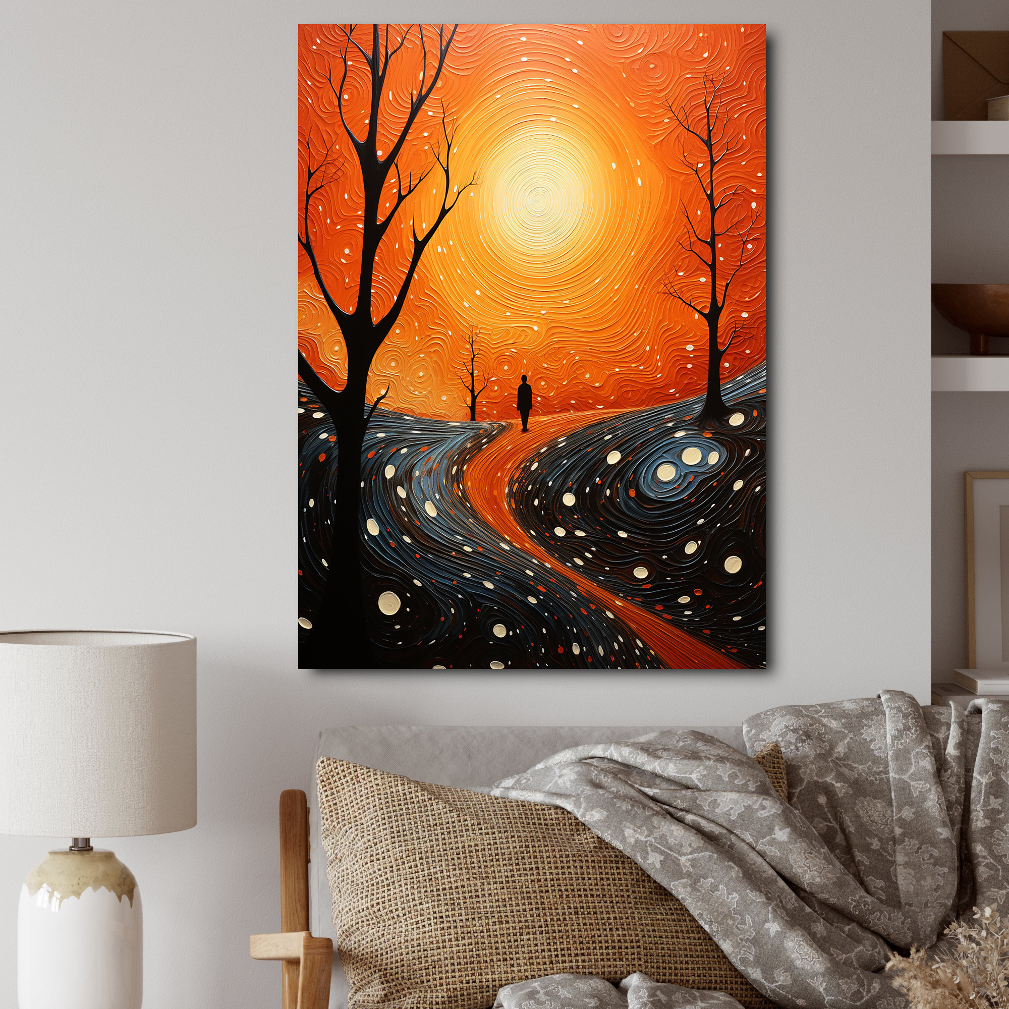 Latitude Run® Orange Tree Aerial Dance Pointillism - Cottage Wall Art ...