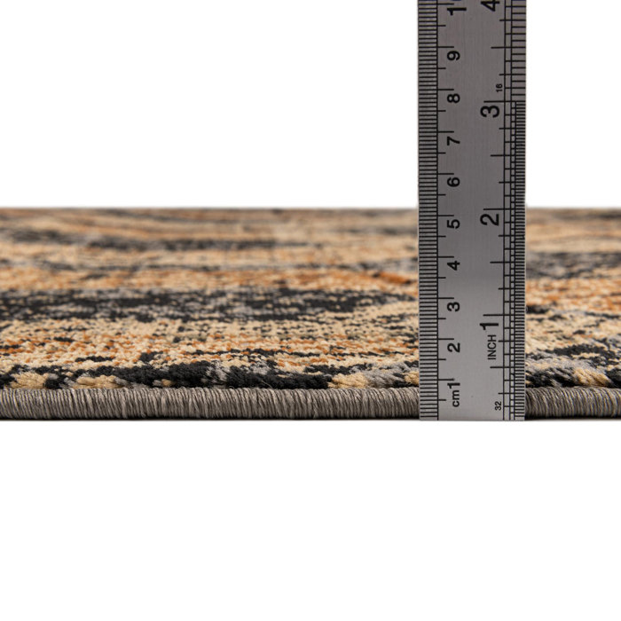 17 Stories Machine Woven Performance Brown/Gray Rug | Wayfair