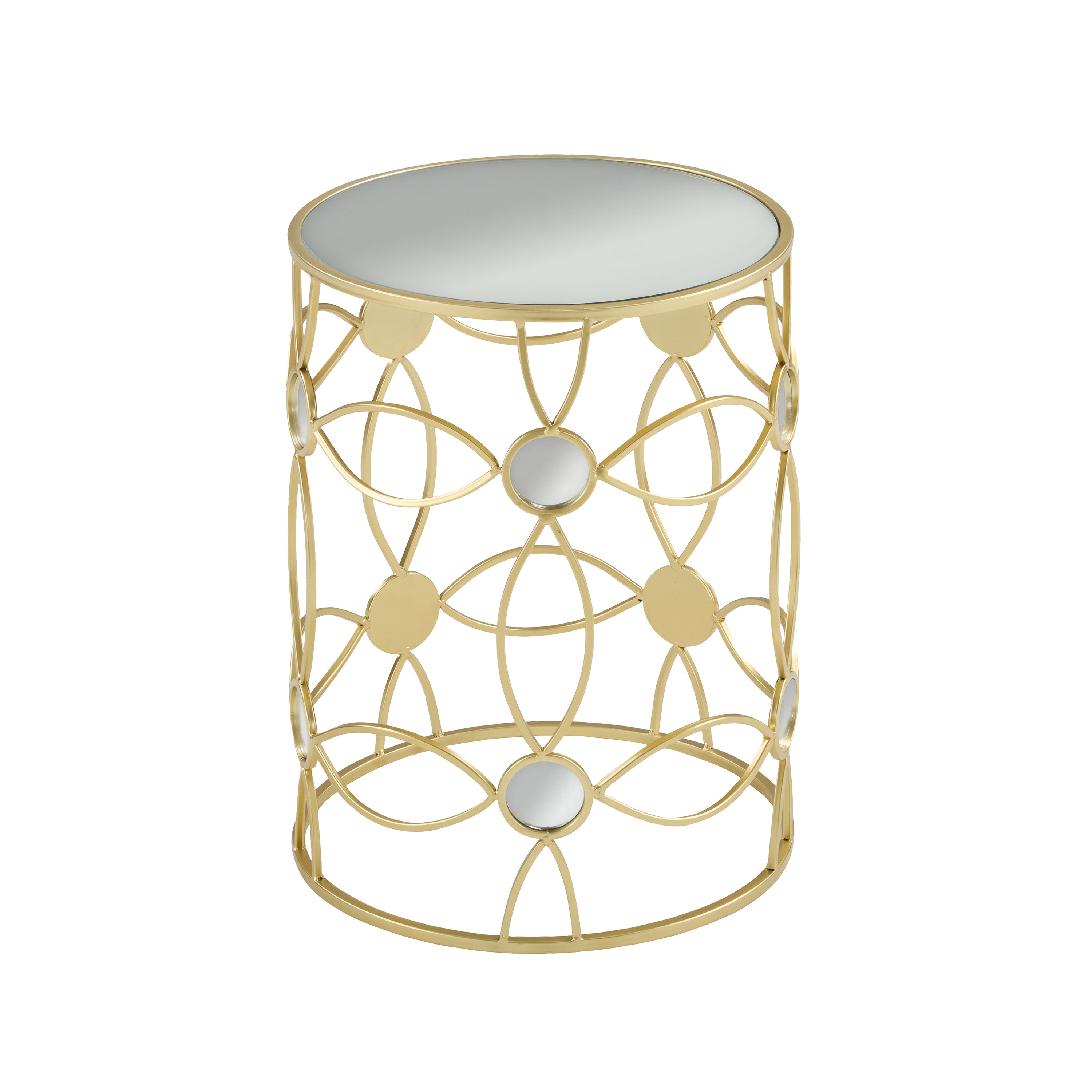 Mercer41 Gold Metal Wire Side Table With Glass Top, 15 X 15 X 20 Inches ...