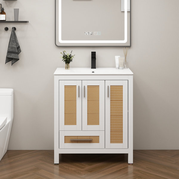 Bay Isle Home™ Single White Bathroom Vanity Set With Ceramic Sink Top ...