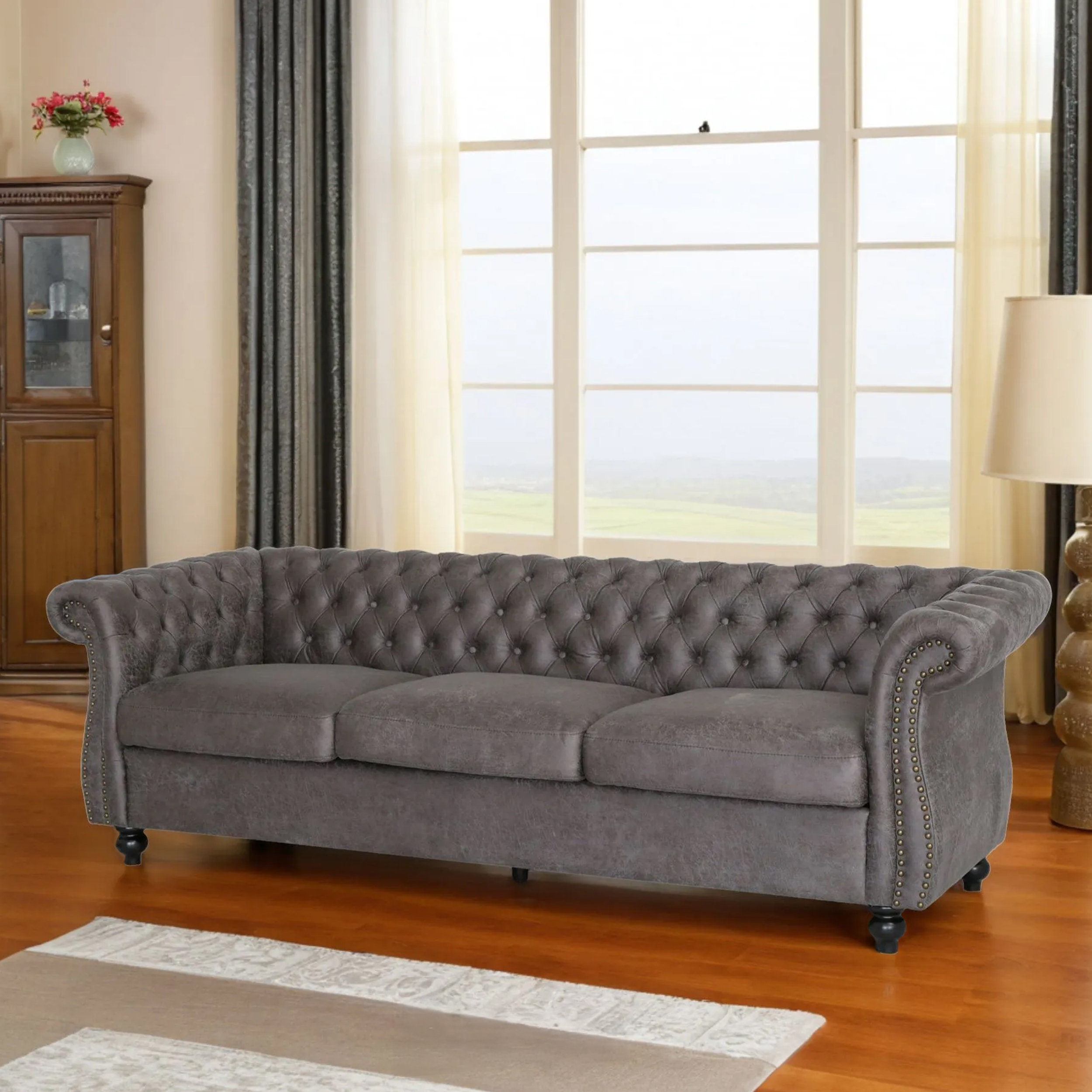 Alcott Hill® Follrich Upholstered Rolled Arm Chesterfield Sofa, PU ...
