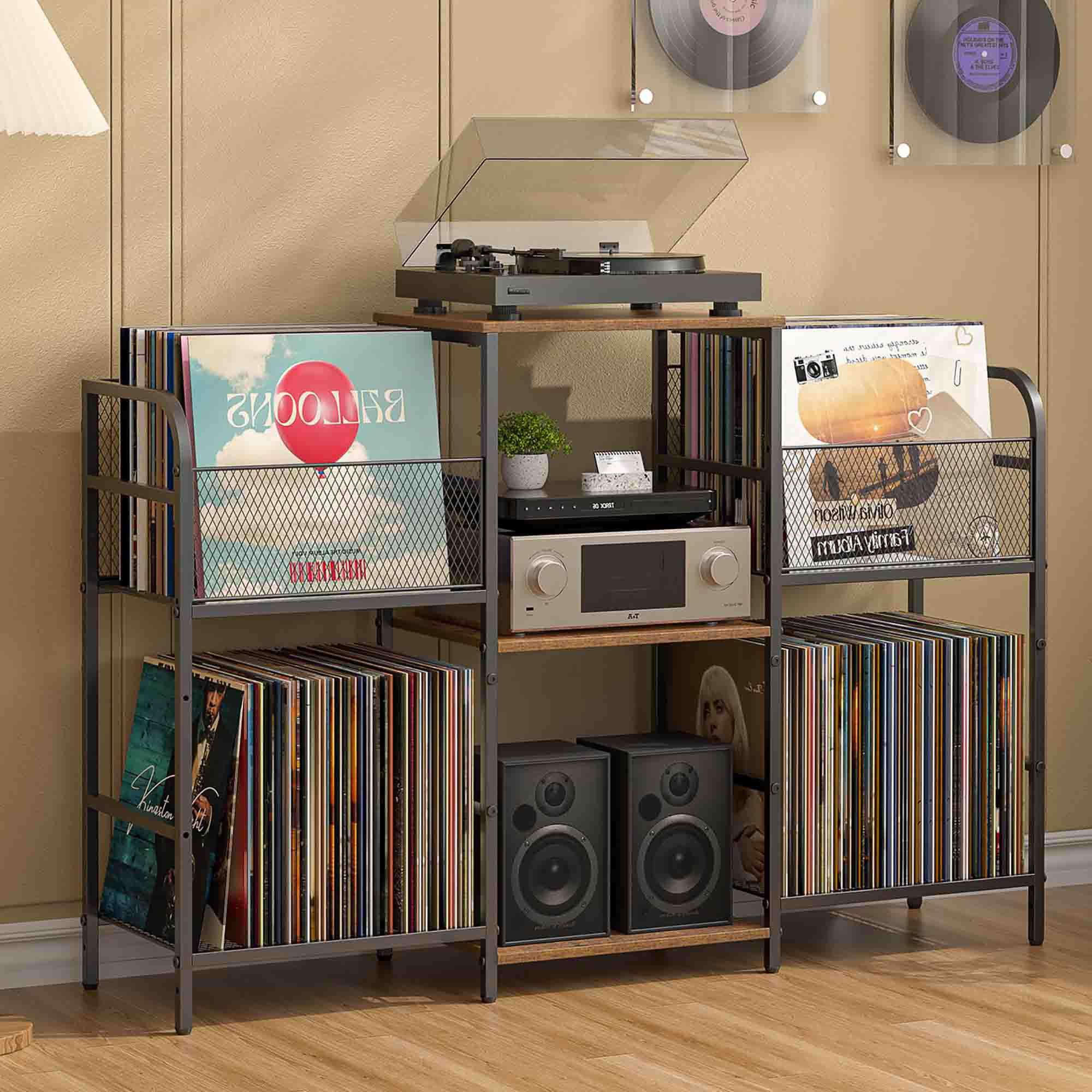 17 Stories Record Player Stand With Vinyl Storage | Wayfair