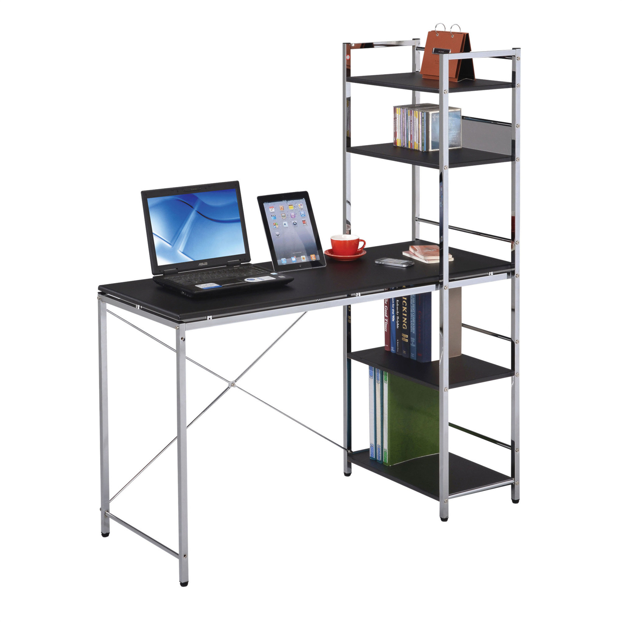 Latitude Run® Elvis Computer Desk With Integrated Bookshelf And ...