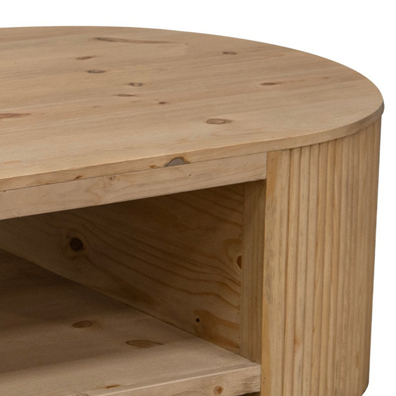 Benjara Izya 74 Inch Cocktail Coffee Table, Reeded Fluted Base, Brown ...